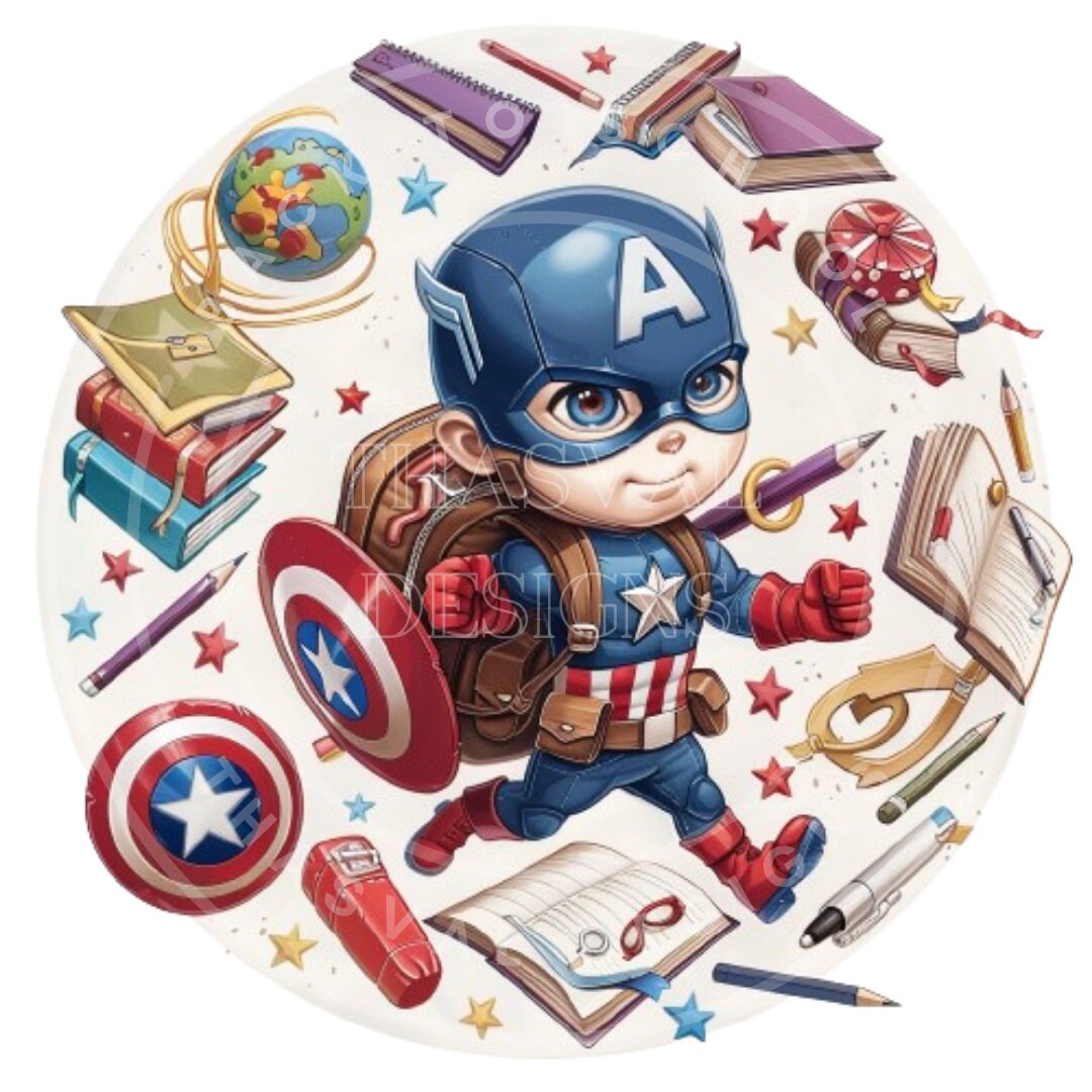 Superhero Cartoon Back to School Clipart, 14 High-quality Pngs, Cartoon ...