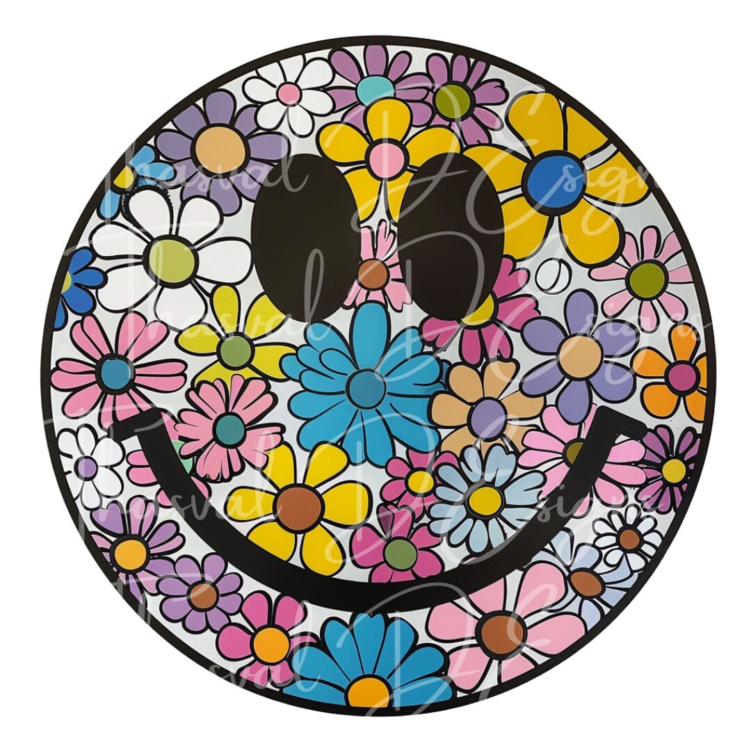 Floral Smiley Face PNG Clipart: Commercial Use (digital Download) - Etsy