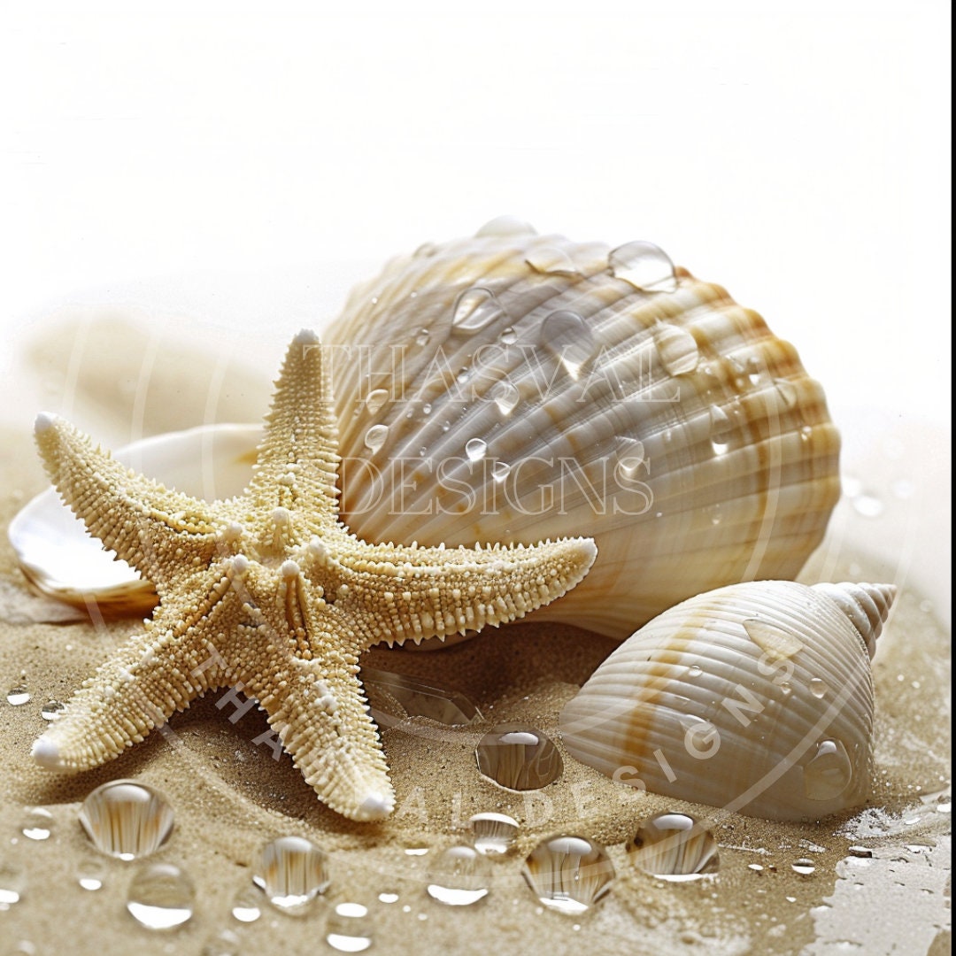 Sea Shells Clipart Set-2, 10 High-quality Pngs, Beach Clipart, Seashell ...