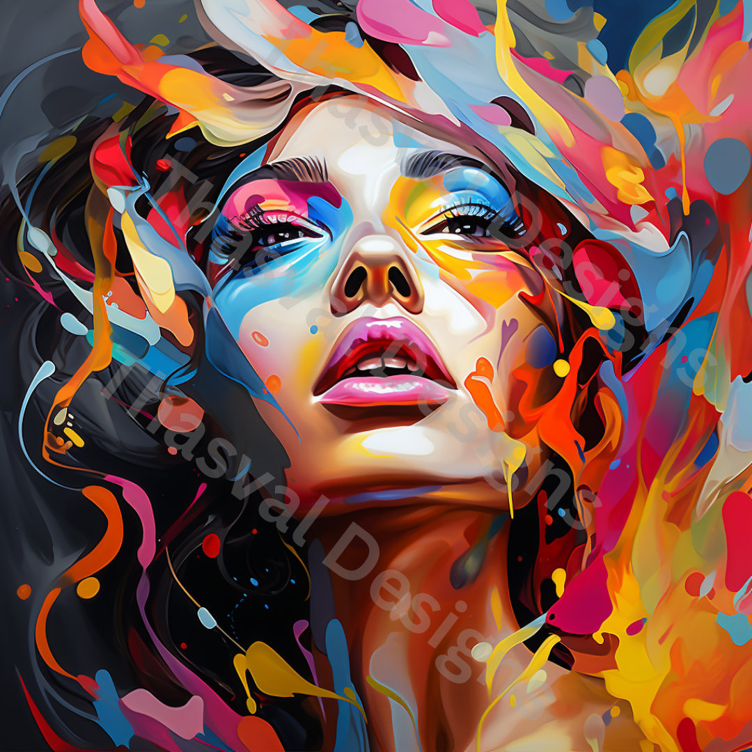 Abstract Woman Face Art, 7 High Quality Pngs, Bright and Colorful Woman ...