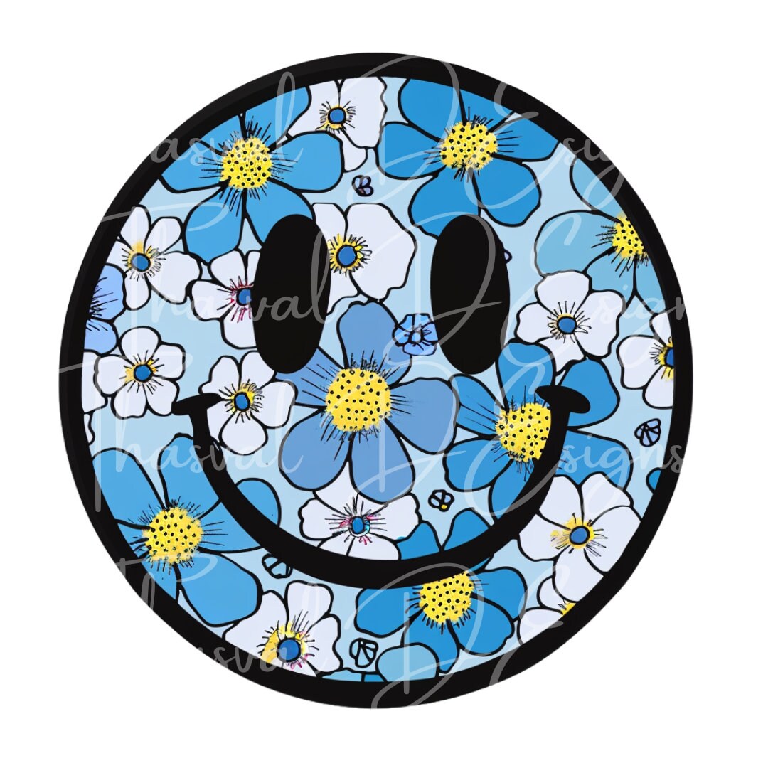 Floral Smiley Face PNG Clipart: Commercial Use (digital Download) - Etsy