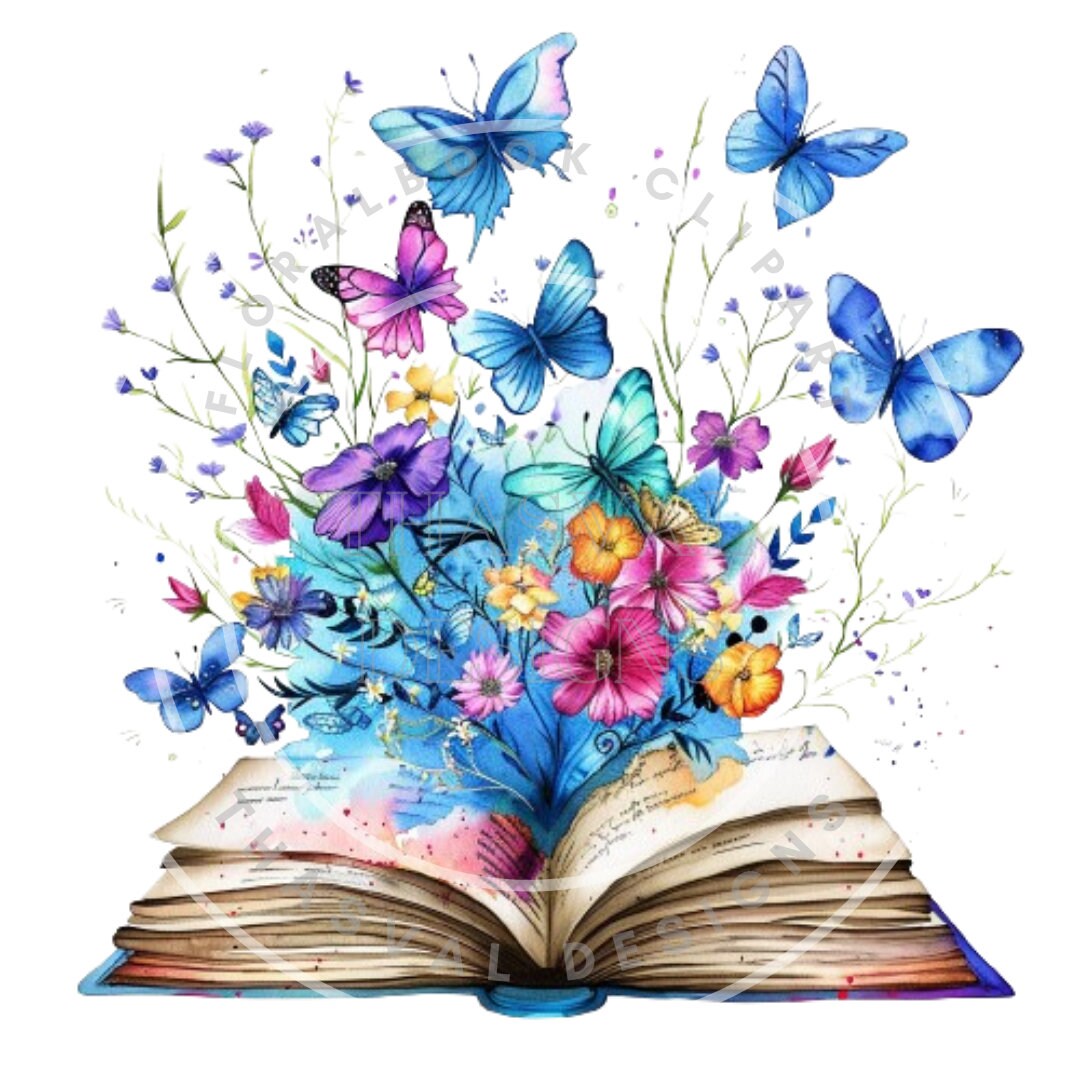 Floral Books Clipart, 12 High-quality Pngs, Nursery Art, Spring Book ...