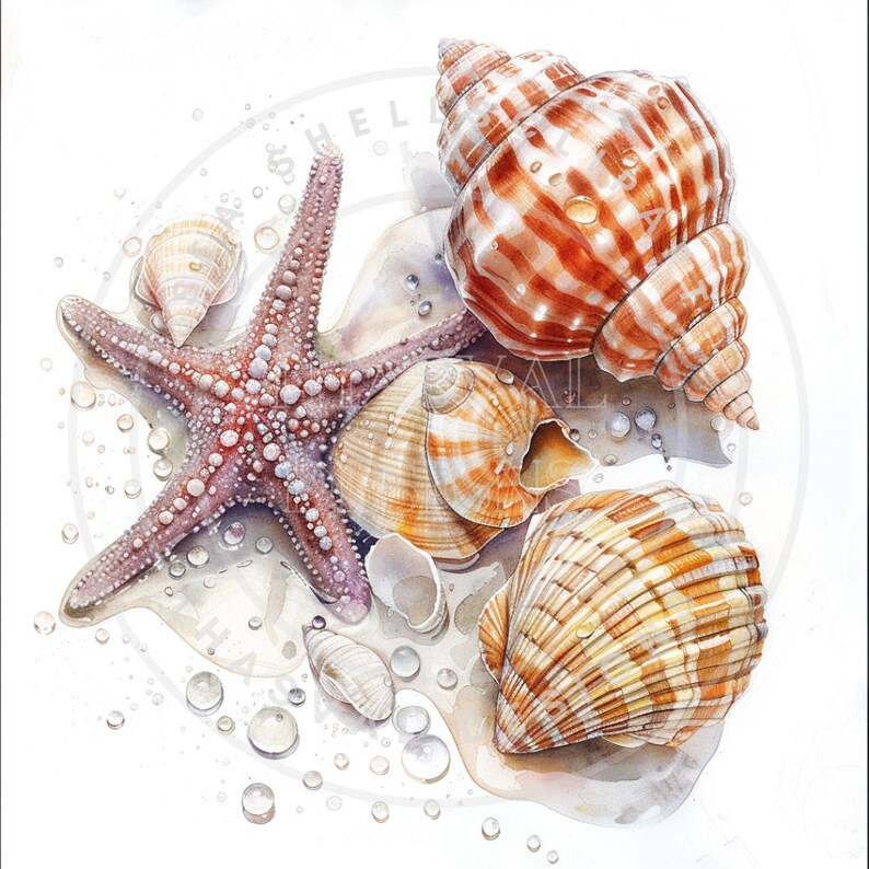 Sea Shells Clipart, 12 High-quality Pngs, Beach Clipart, Seashell PNG ...