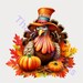 Thanksgiving Turkey PNG Clipart: Fall Harvest Graphics (digital ...