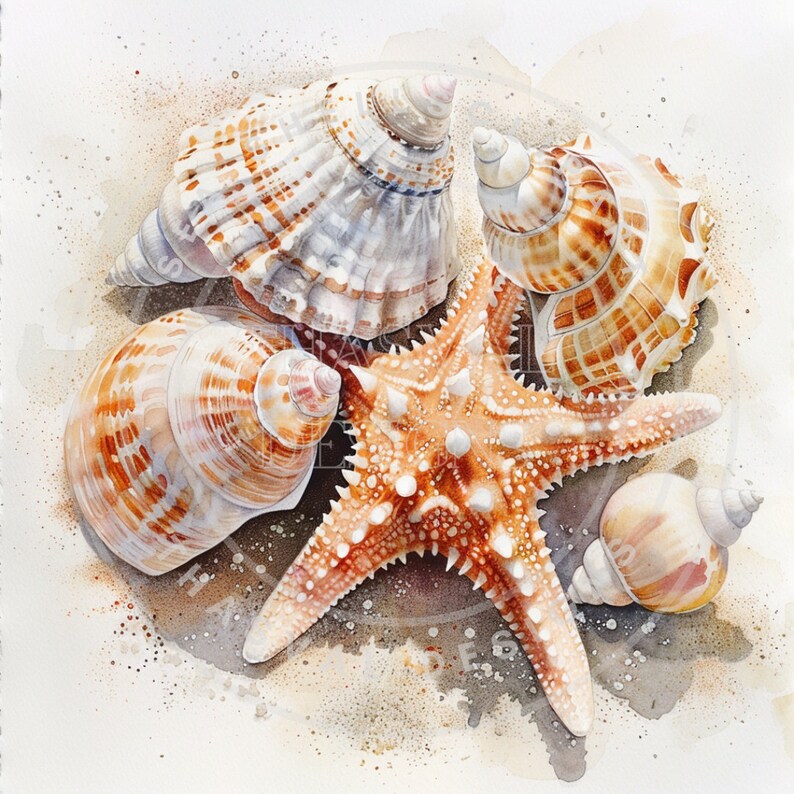 Sea Shells Clipart, 12 High-quality Pngs, Beach Clipart, Seashell PNG ...