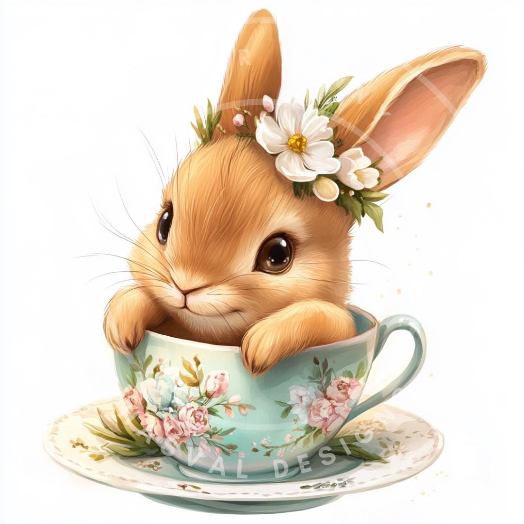 Easter Bunny Clipart Set-2, 12 High Quality PNG, Easter Clipart, Spring ...