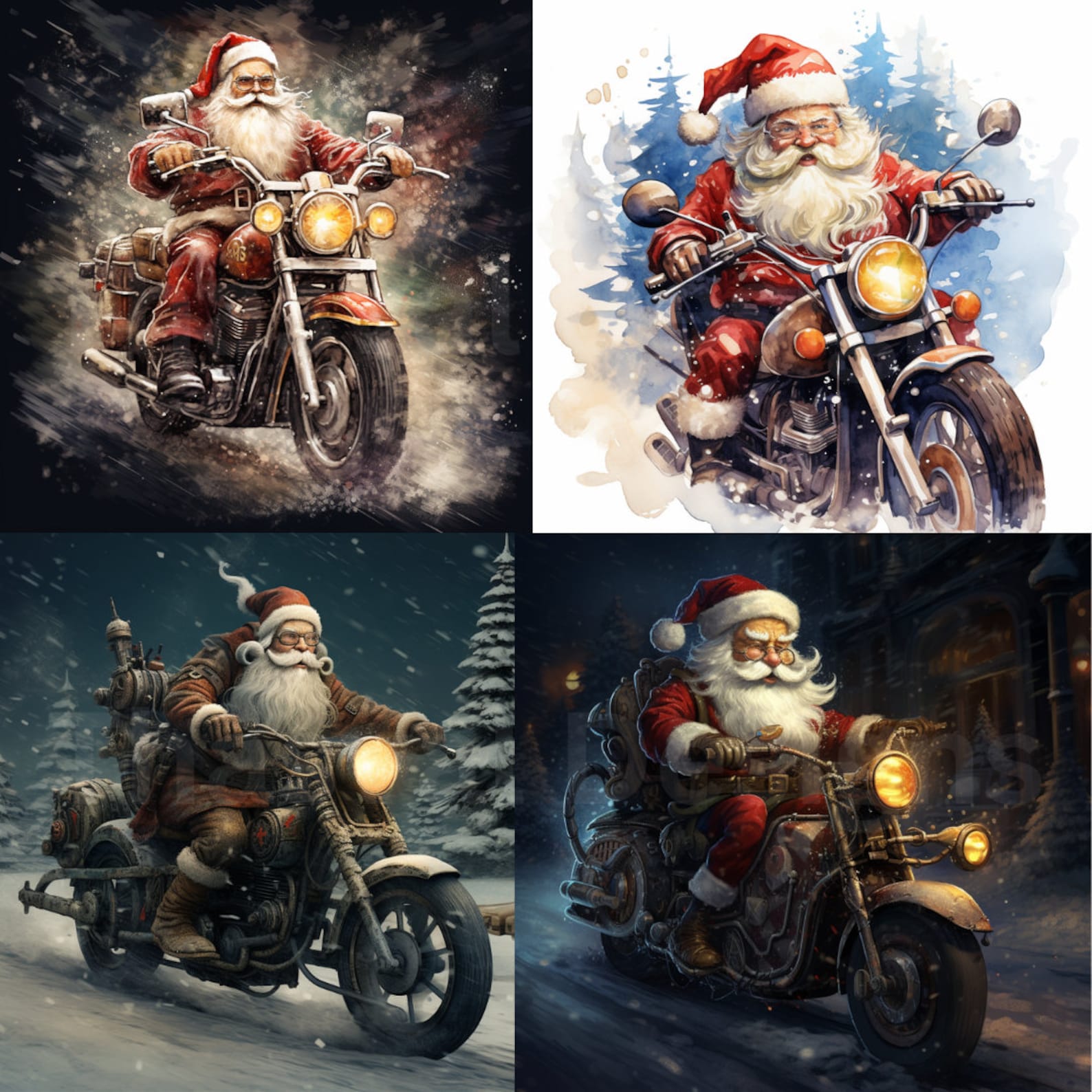 Santa Claus Riding Motorcycle Clipart 15 High Quality Pngs, Biker Santa ...