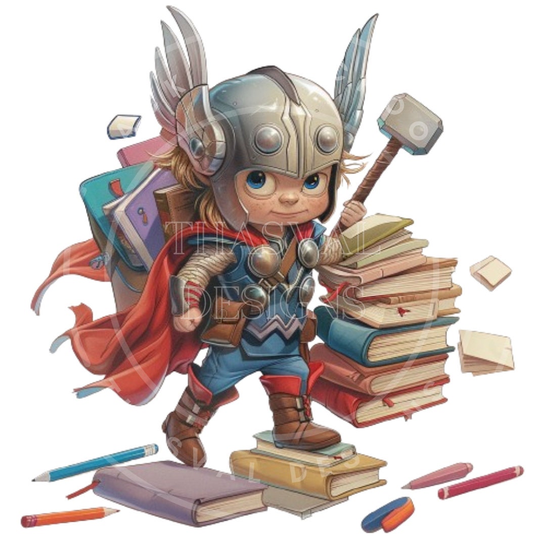 Superhero Cartoon Back to School Clipart, 14 High-quality Pngs, Cartoon ...