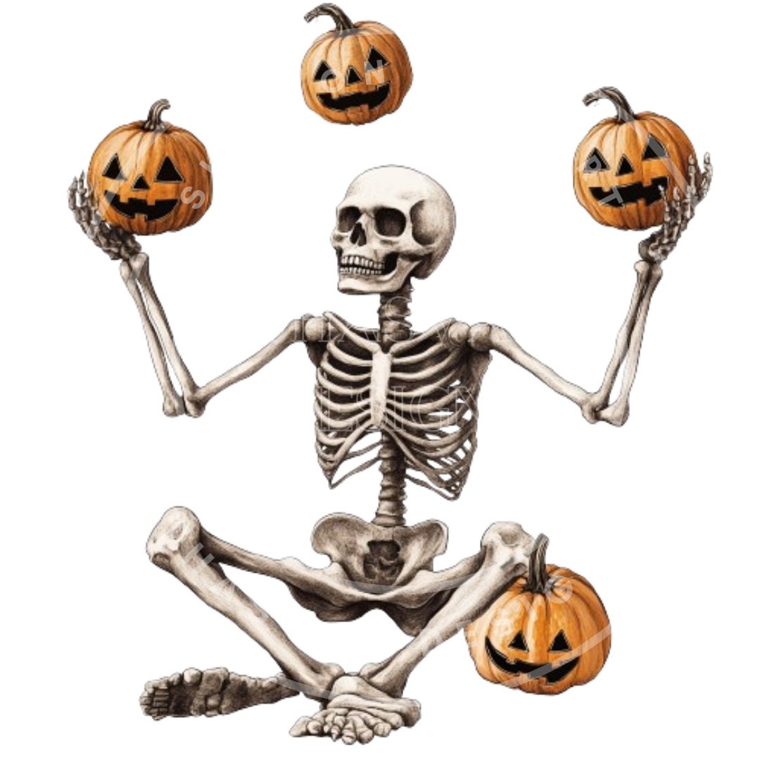 Skeleton Halloween Clipart,9 High-quality Pngs, Fall PNG, Vintage ...