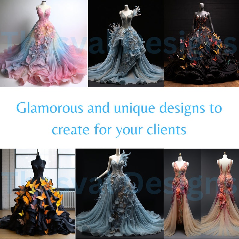 Elegant Prom Dresses Design Front and Back Clipart,23high-quality Pngs ...