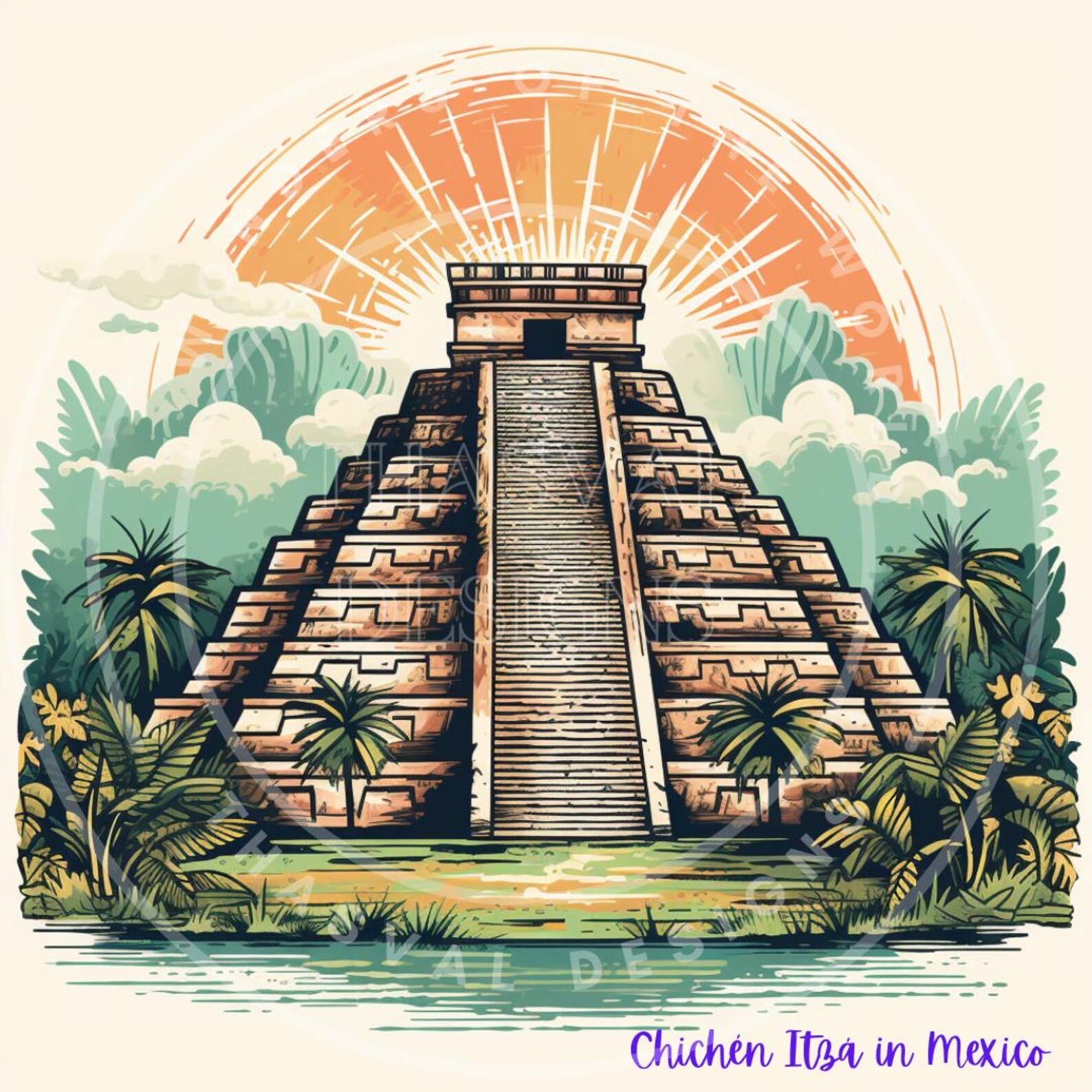 7 New Wonders of the World Clipart, 7 High-quality Pngs, Watercolor ...