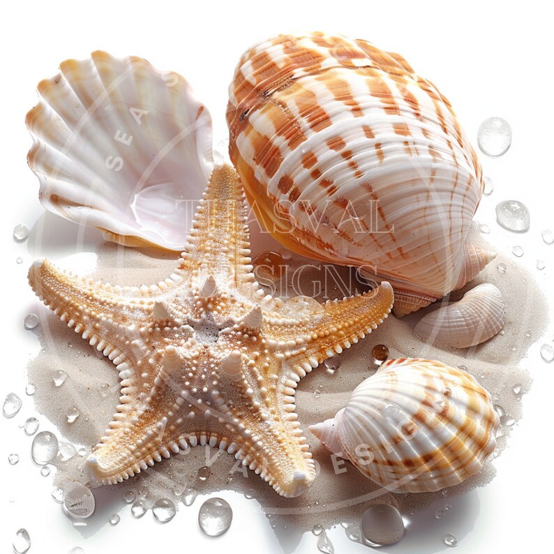 Sea Shells Clipart Set-2, 10 High-quality Pngs, Beach Clipart, Seashell ...