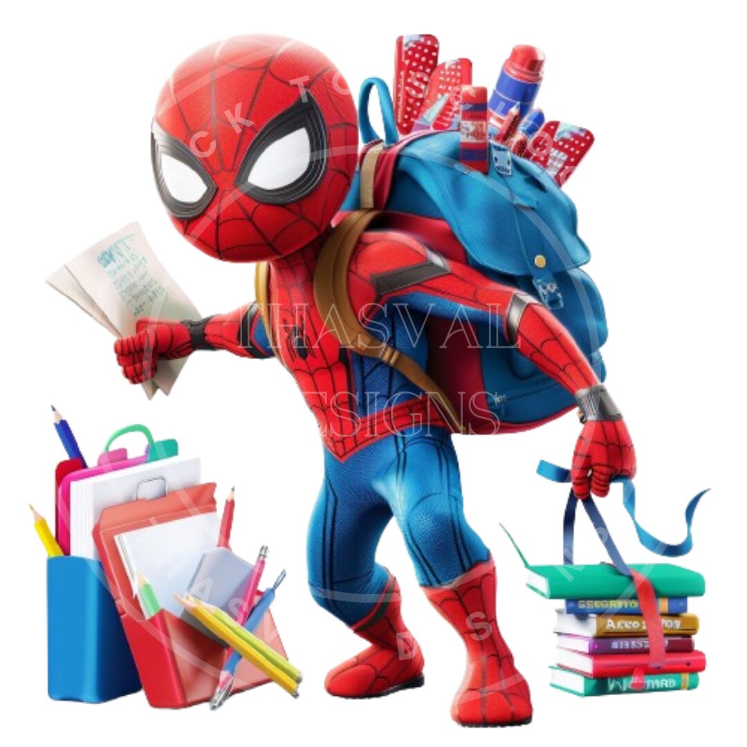 Superhero Cartoon Back to School Clipart, 14 High-quality Pngs, Cartoon ...