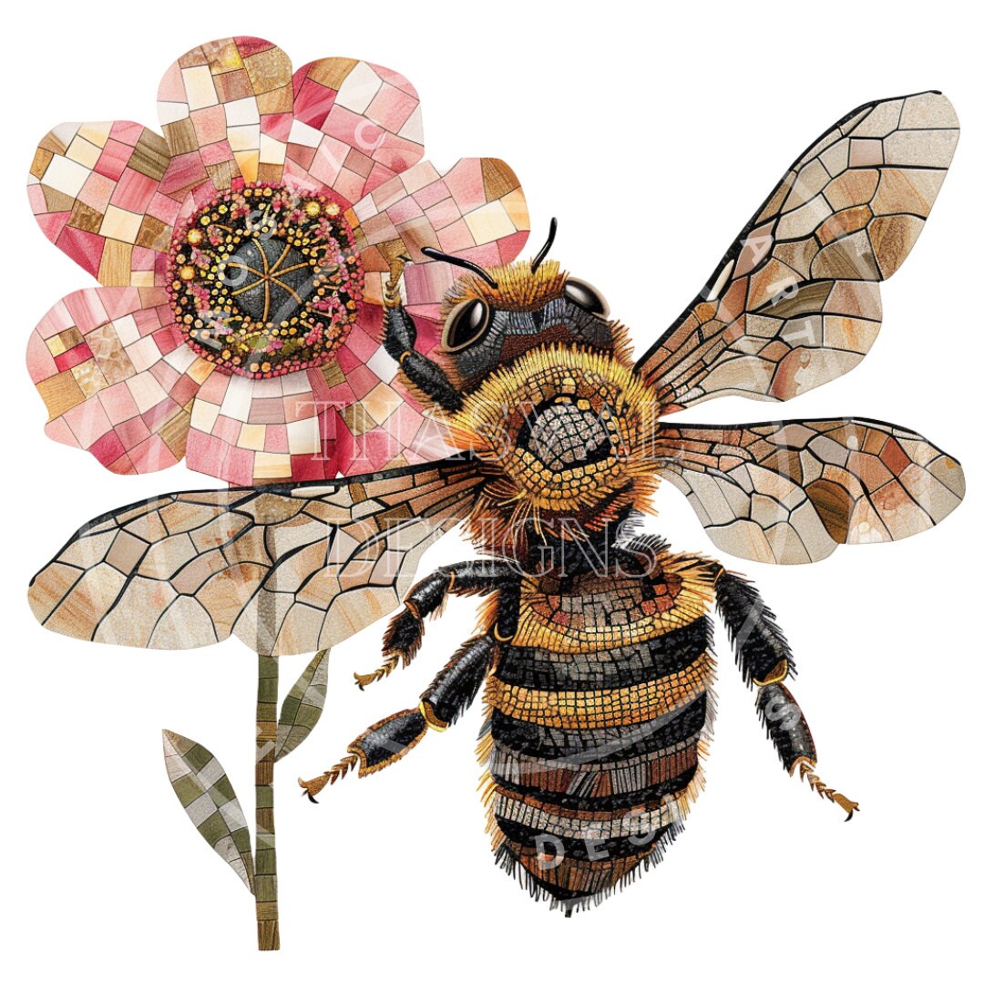 3D Mosaic Bee Clipart, 9 High-quality Pngs, Bumblebee Png, Transparent ...