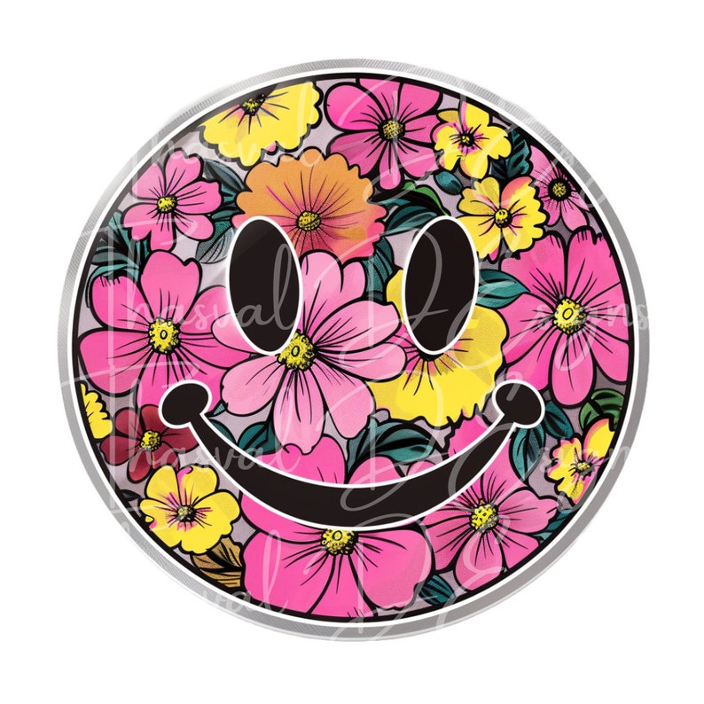 Floral Smiley Face PNG Clipart: Commercial Use (digital Download) - Etsy
