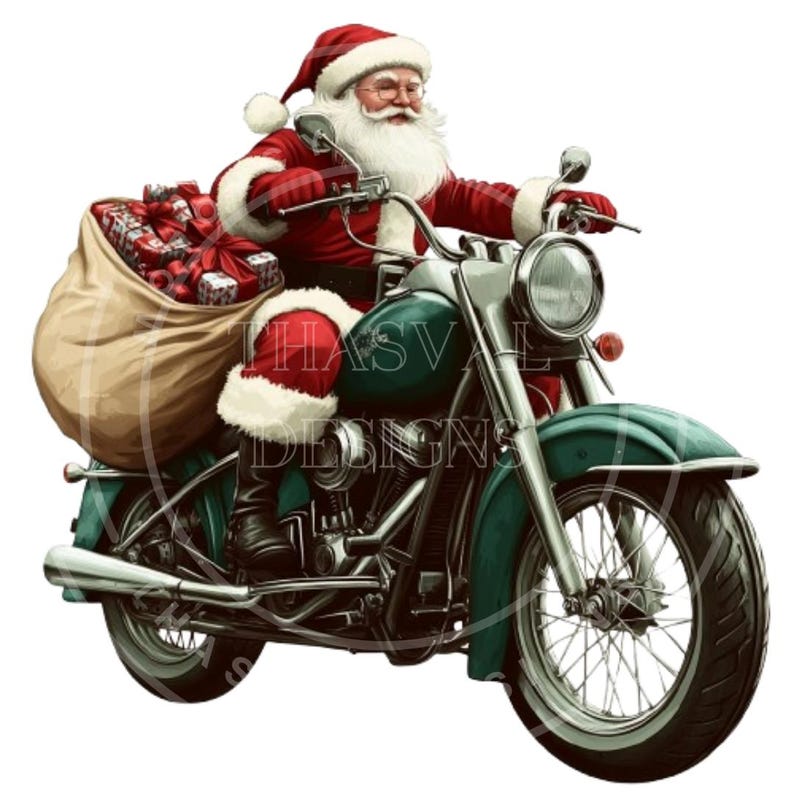 Biker Santa Clipart Set: Motorcycle PNG Images (commercial Use) - Etsy
