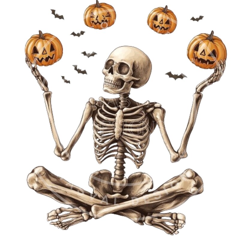 Skeleton Halloween Clipart,9 High-quality Pngs, Fall PNG, Vintage ...