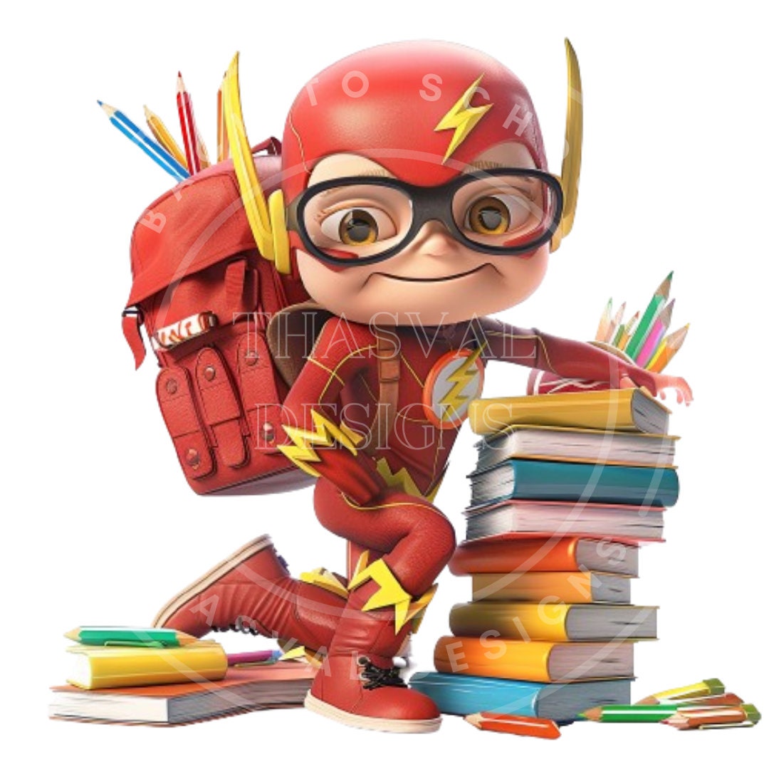 Superhero Cartoon Back to School Clipart, 14 High-quality Pngs, Cartoon ...