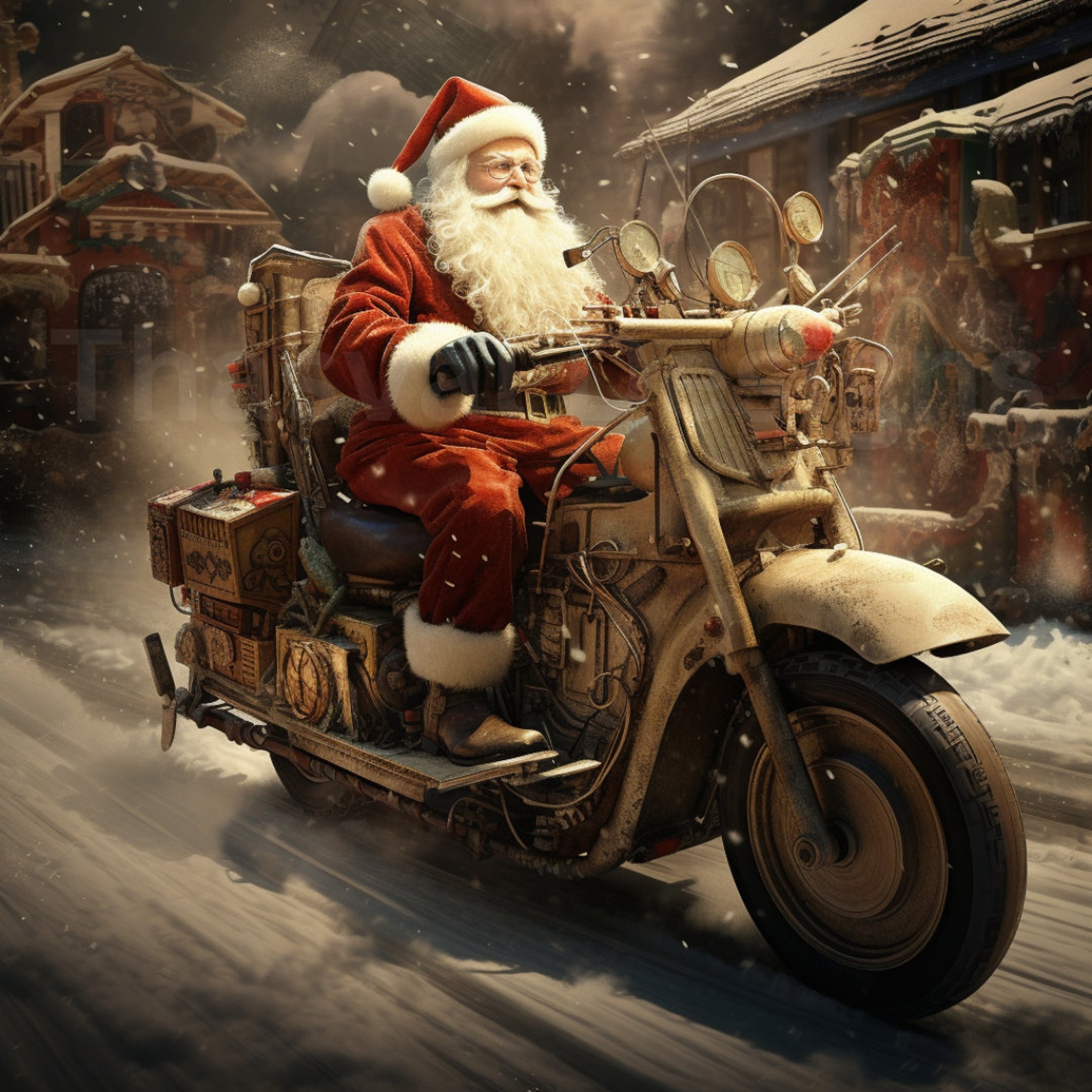 Santa Claus Riding Motorcycle Clipart 15 High Quality Pngs, Biker Santa ...