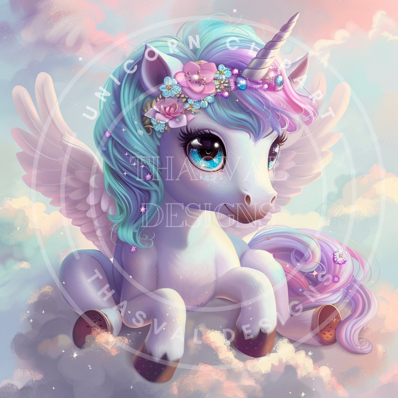 Baby Unicorn Clipart, 9 High-quality Pngs, Unicorn PNG, Cute Unicorn ...