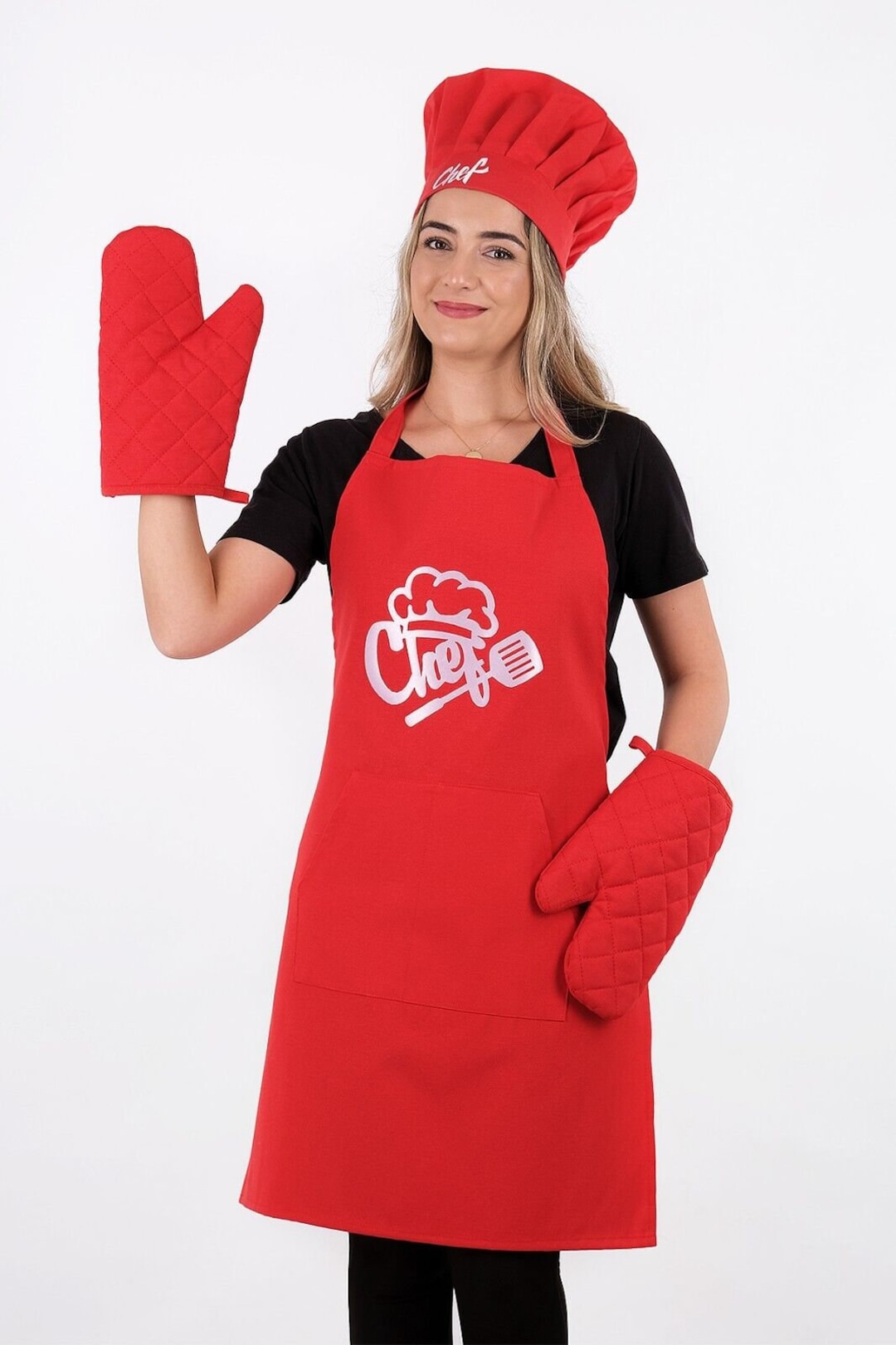 Cooking Apron Oven Gloves Pot Holder Apron With Pockets - Etsy