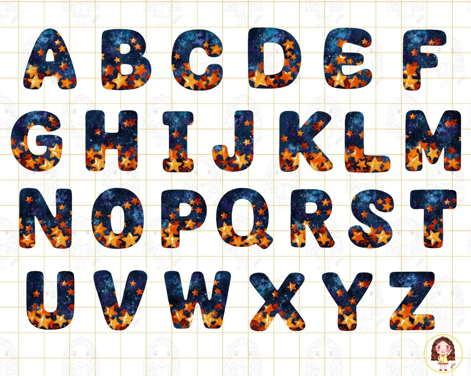 Stardust Alphabet Clipart, Letter PNG, Star Clipart, Decorative Letters ...