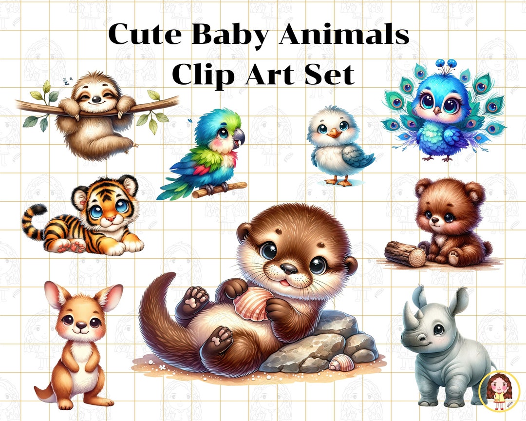 Cute Baby Animals Clip Art Set | Digital Download | Adorable Wildlife ...