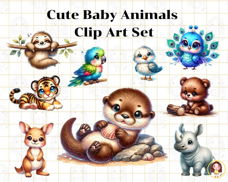 Cute Baby Animals Clip Art Set | Digital Download | Adorable Wildlife ...