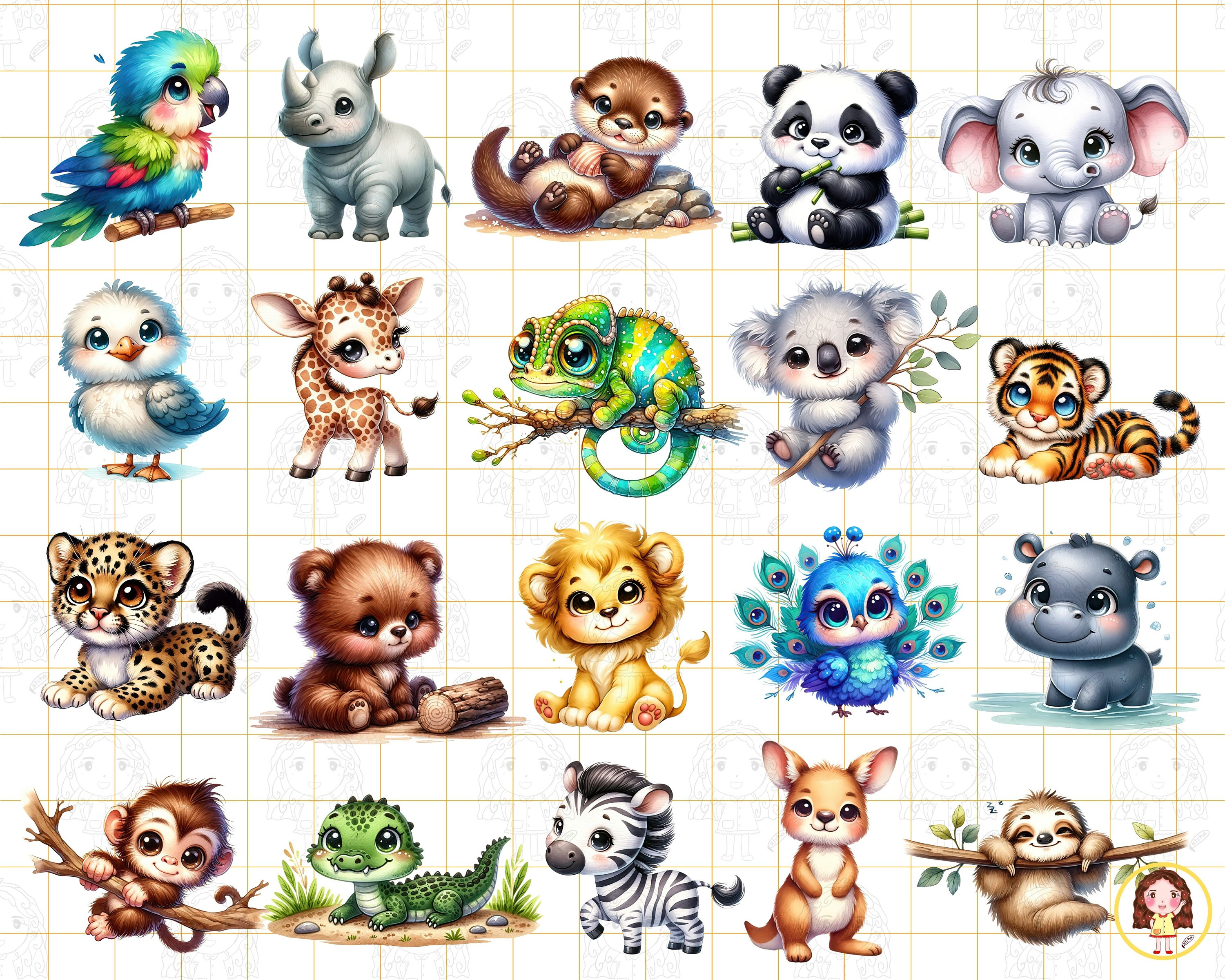 Cute Baby Animals Clip Art Set | Digital Download | Adorable Wildlife ...