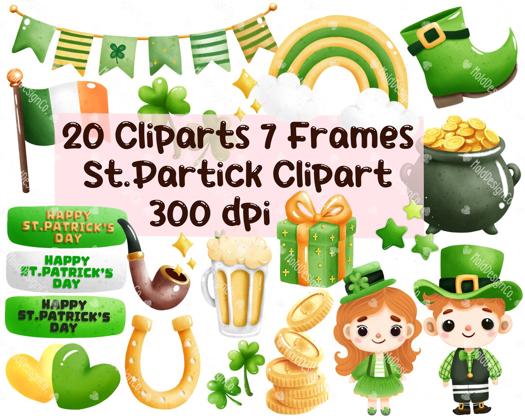 St Patricks Day Clipart, Cute Shamrock Clipart, Pattys Day Graphics ...