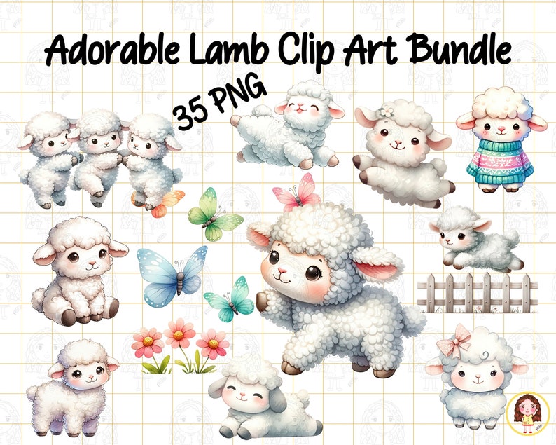 Adorable Lamb Clip Art Bundle | Cute Digital Download | Baby Sheep ...