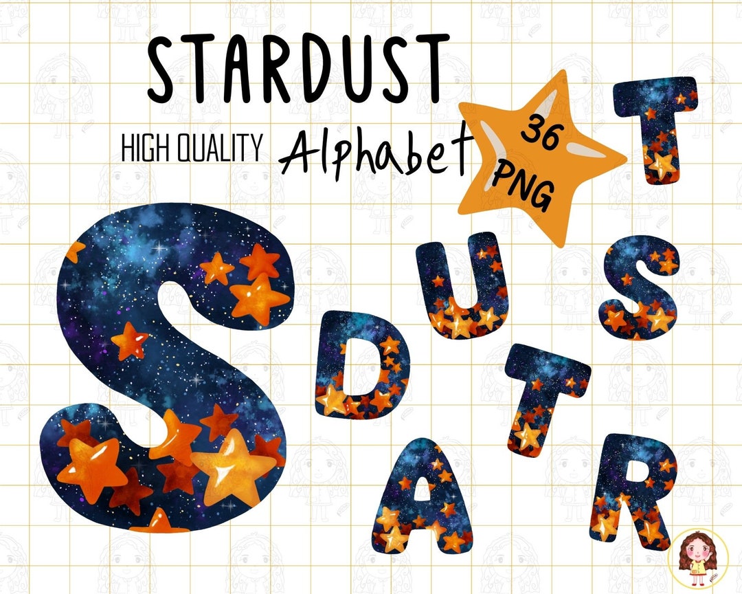 Stardust Alphabet Clipart, Letter PNG, Star Clipart, Decorative Letters ...