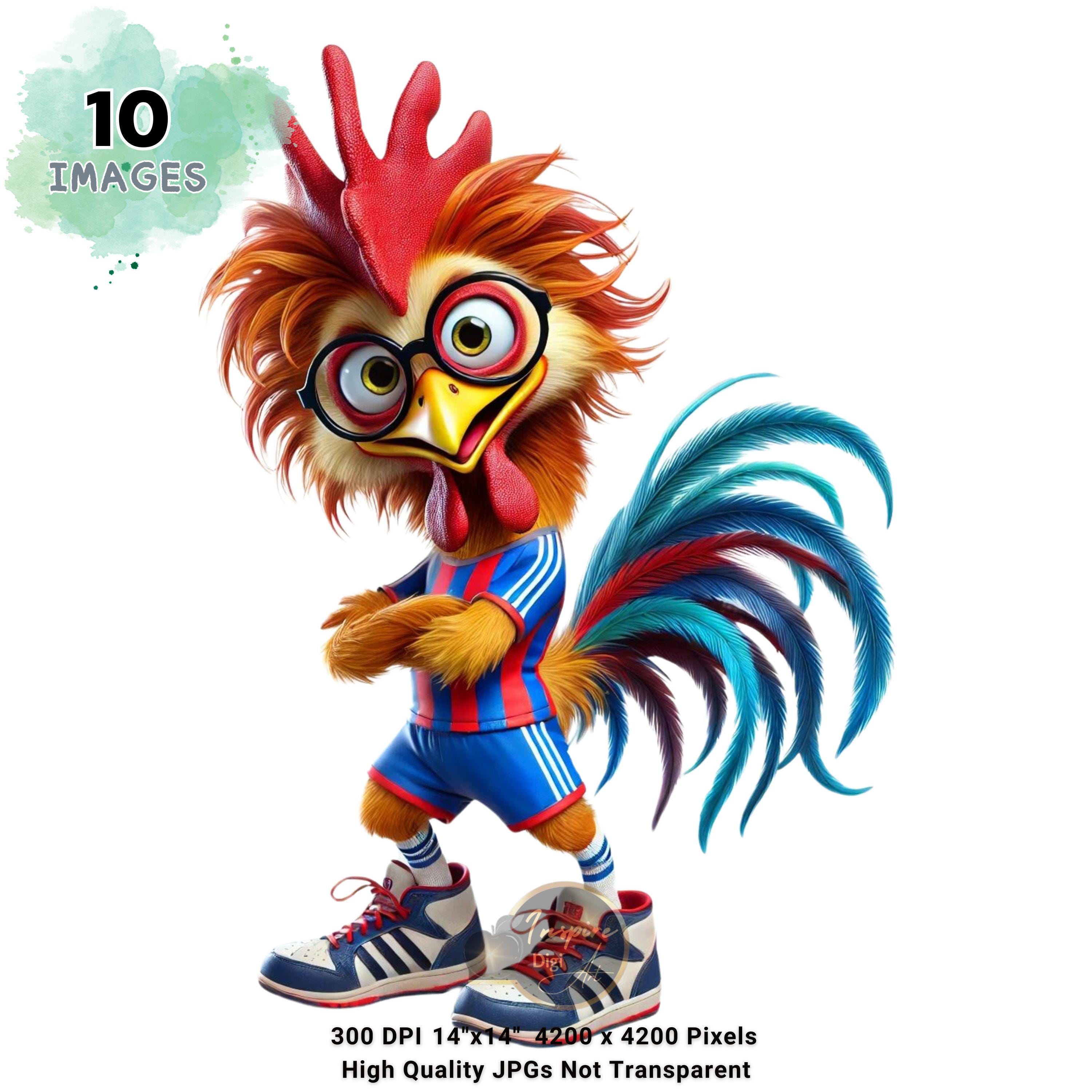 Funny Chicken Clipart, Cool Chicken Cartoon Character, Hipster Rooster ...
