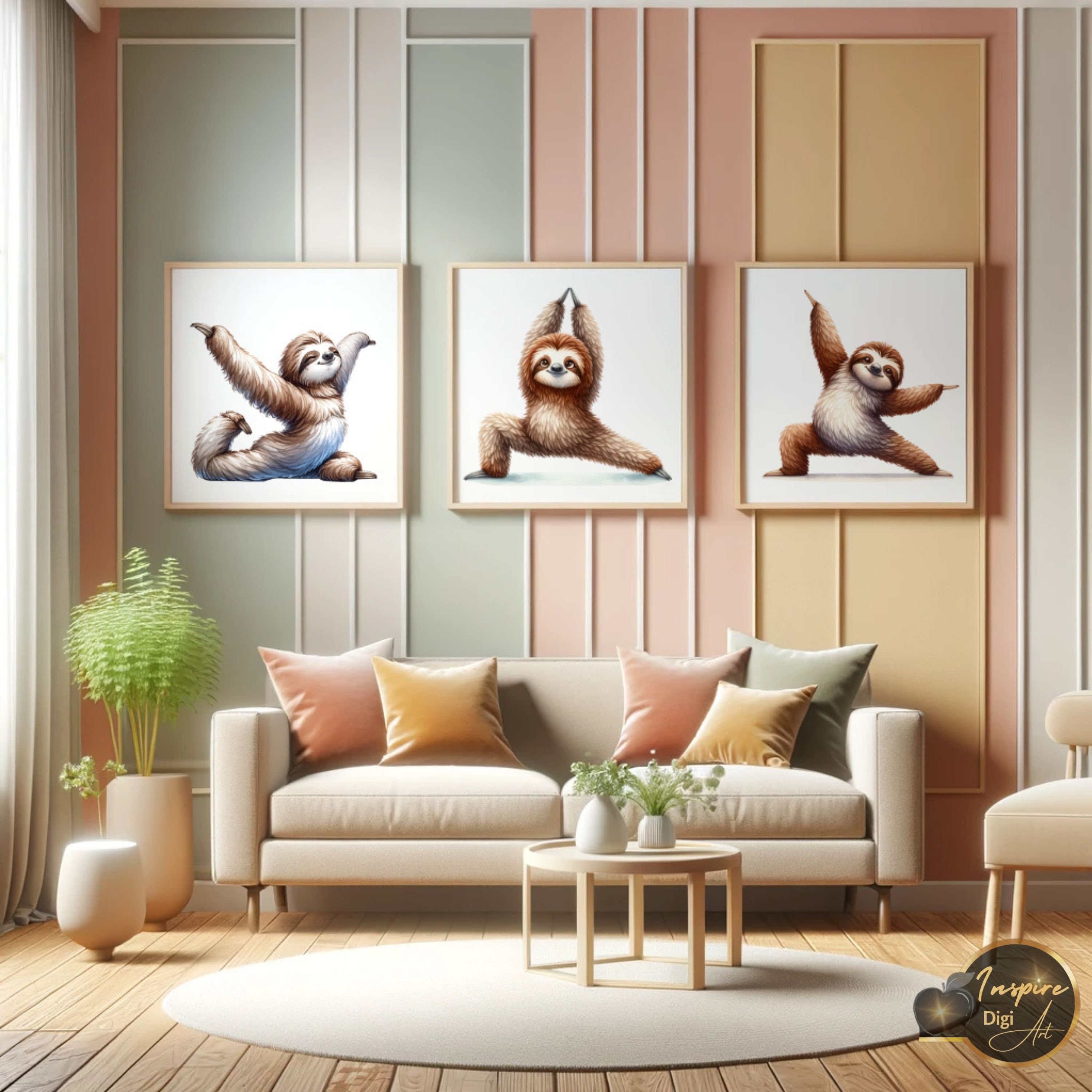 Funny Sloth, Watercolor Sloth Clipart, Yoga Sloth Poses, Animal Yoga ...