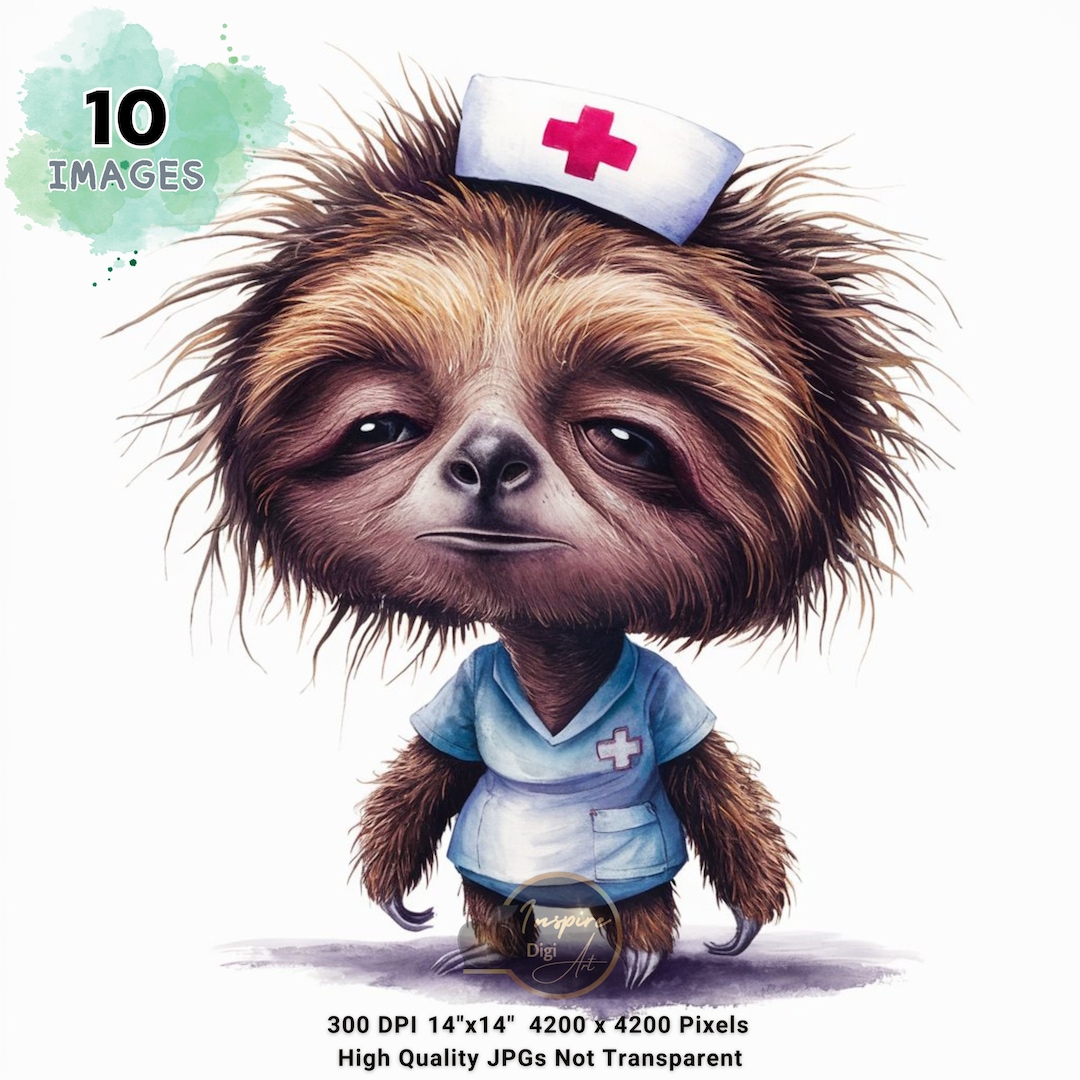Quirky Sloth Night Shift Nurse Clipart, Night Shift Crew, in My Night ...