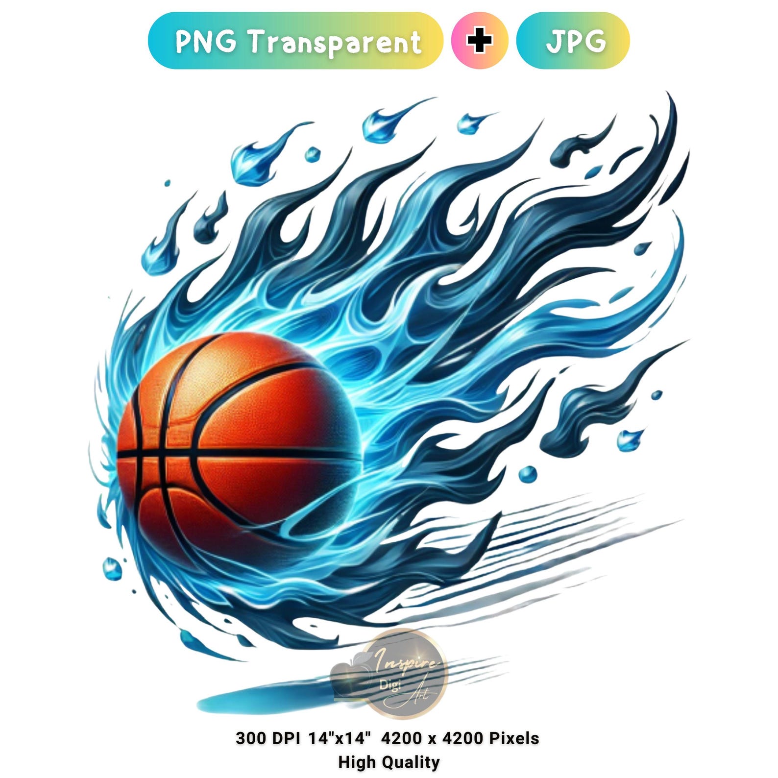 Flaming Basketball Clipart Bundle, Fire Basketball Png Transparent+jpg ...