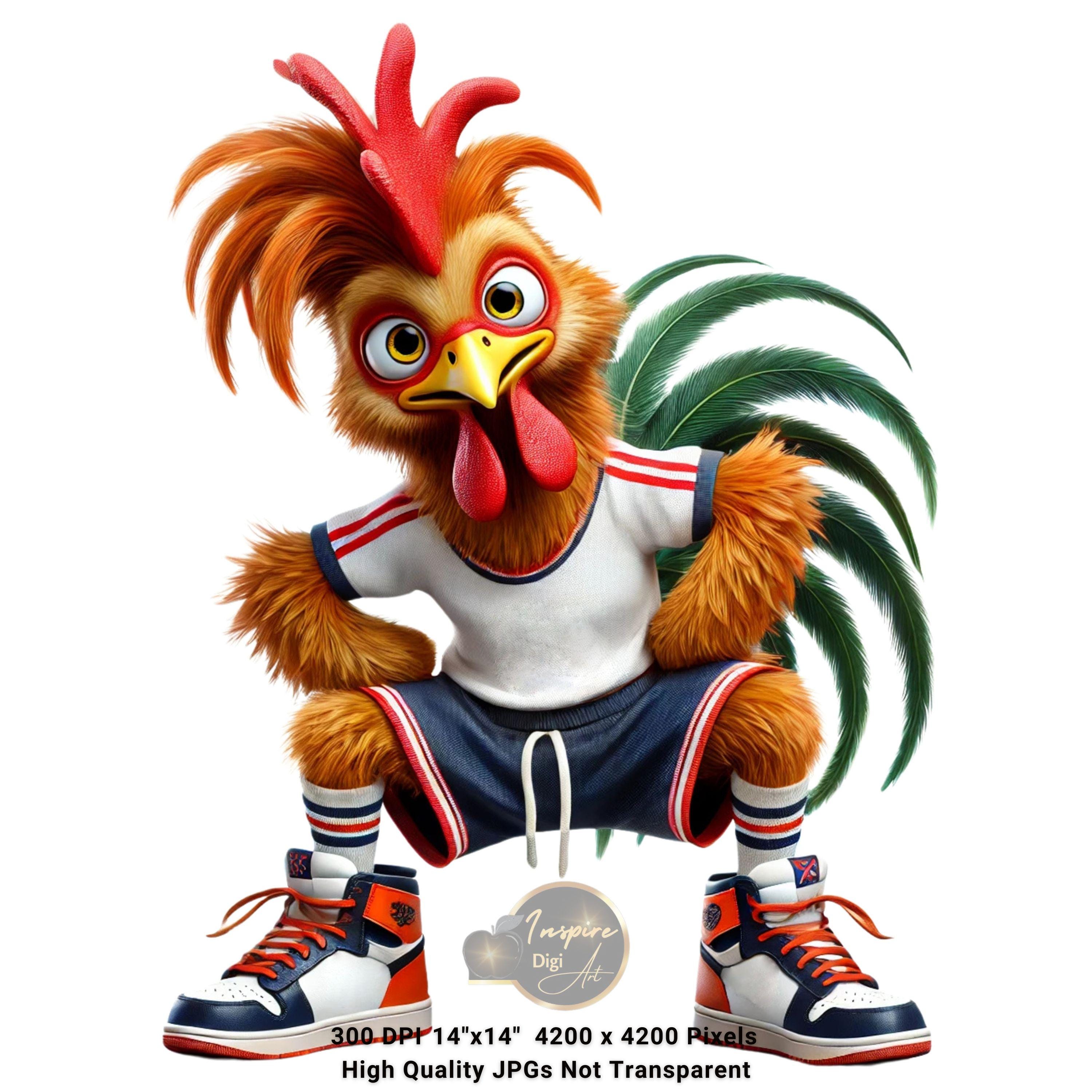 Funny Chicken Clipart, Cool Chicken Cartoon Character, Hipster Rooster ...