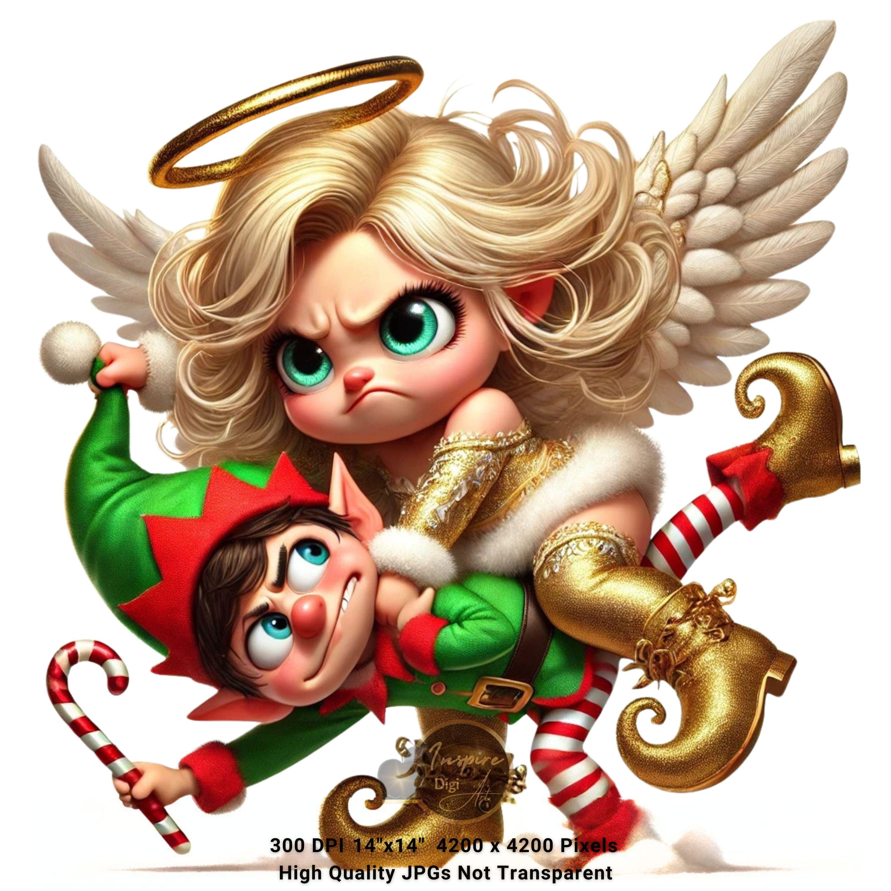 Angel Christmas Clipart, Funny Angel Christmas Clipart Bundle, Cute ...