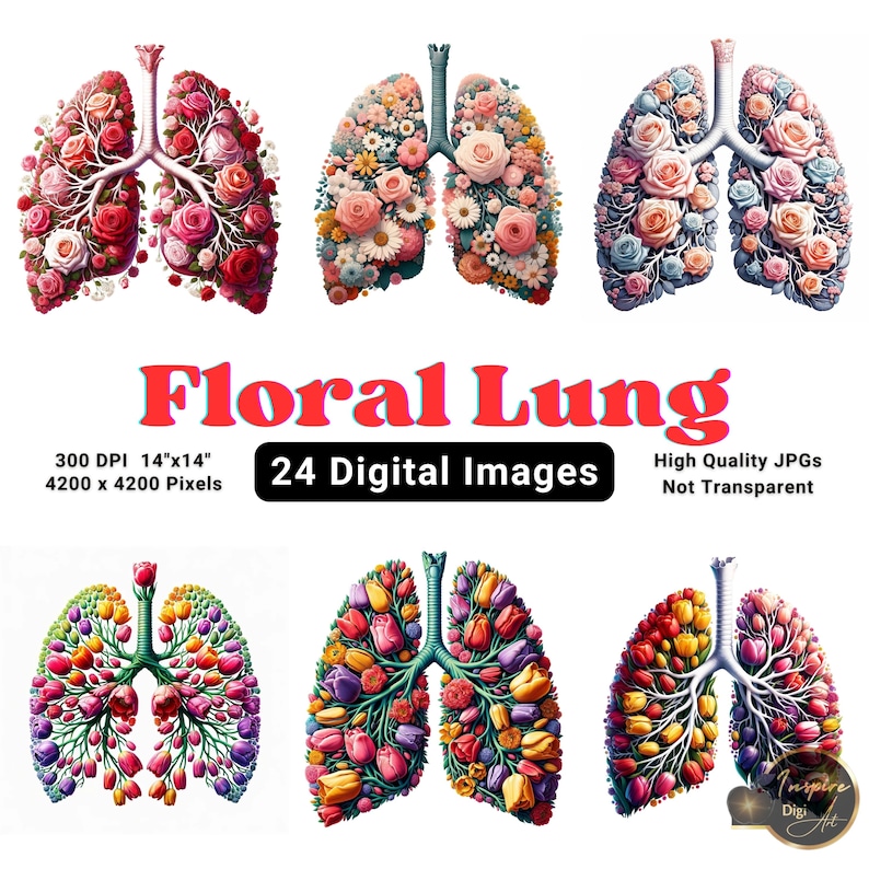 Floral Anatomical Lungs, Floral Lung Clipart, Flower Lungs Pictures ...
