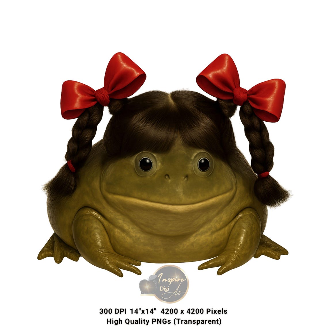 Funny Frog With Wigs Clipart PNG Bundle – Cute Cartoon Frog Hairstyles ...
