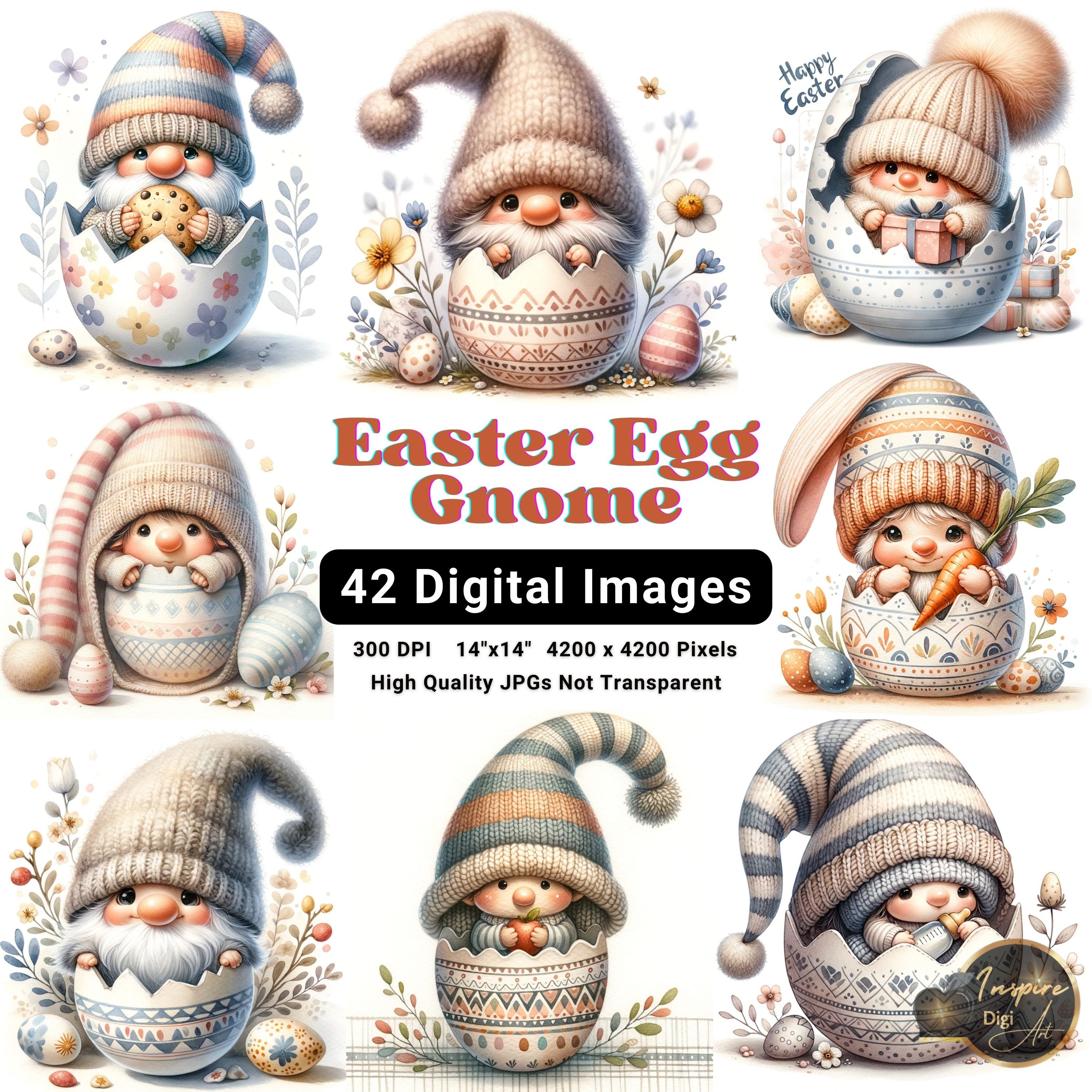 Easter Gnome Clipart Bundle, Easter Gnome Watercolor, Easter Egg Gnome ...
