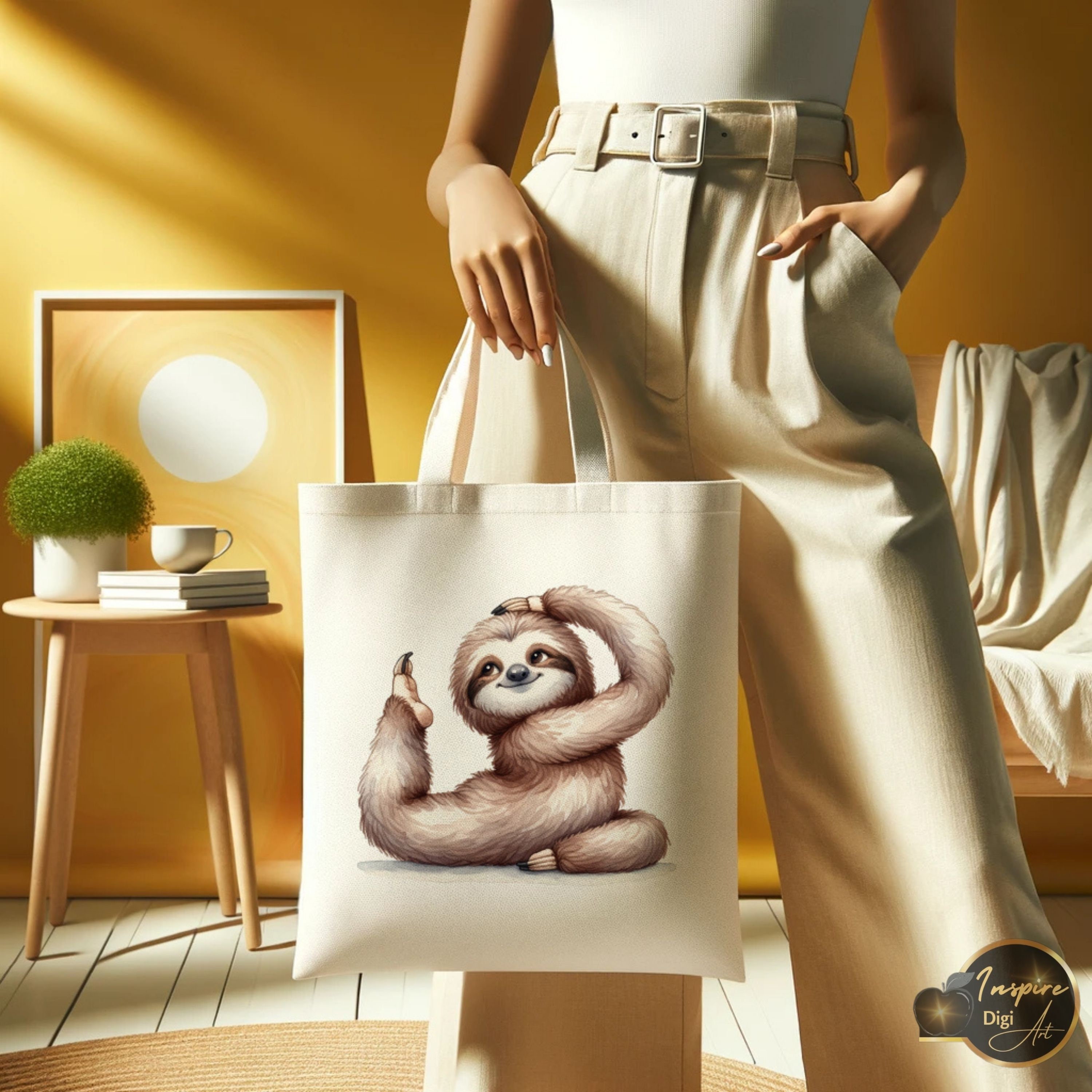 Funny Sloth, Watercolor Sloth Clipart, Yoga Sloth Poses, Animal Yoga ...