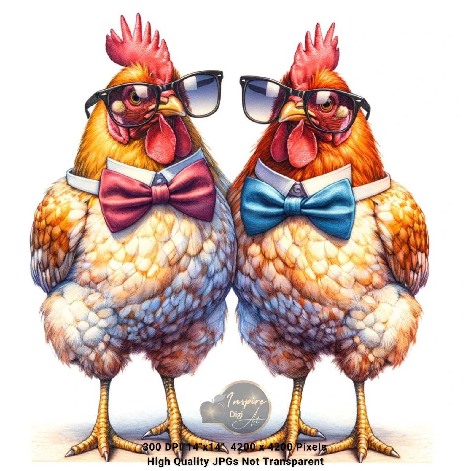 Funny Chickens Clipart, Cool Chickens Clipart, Watercolor Chickens ...