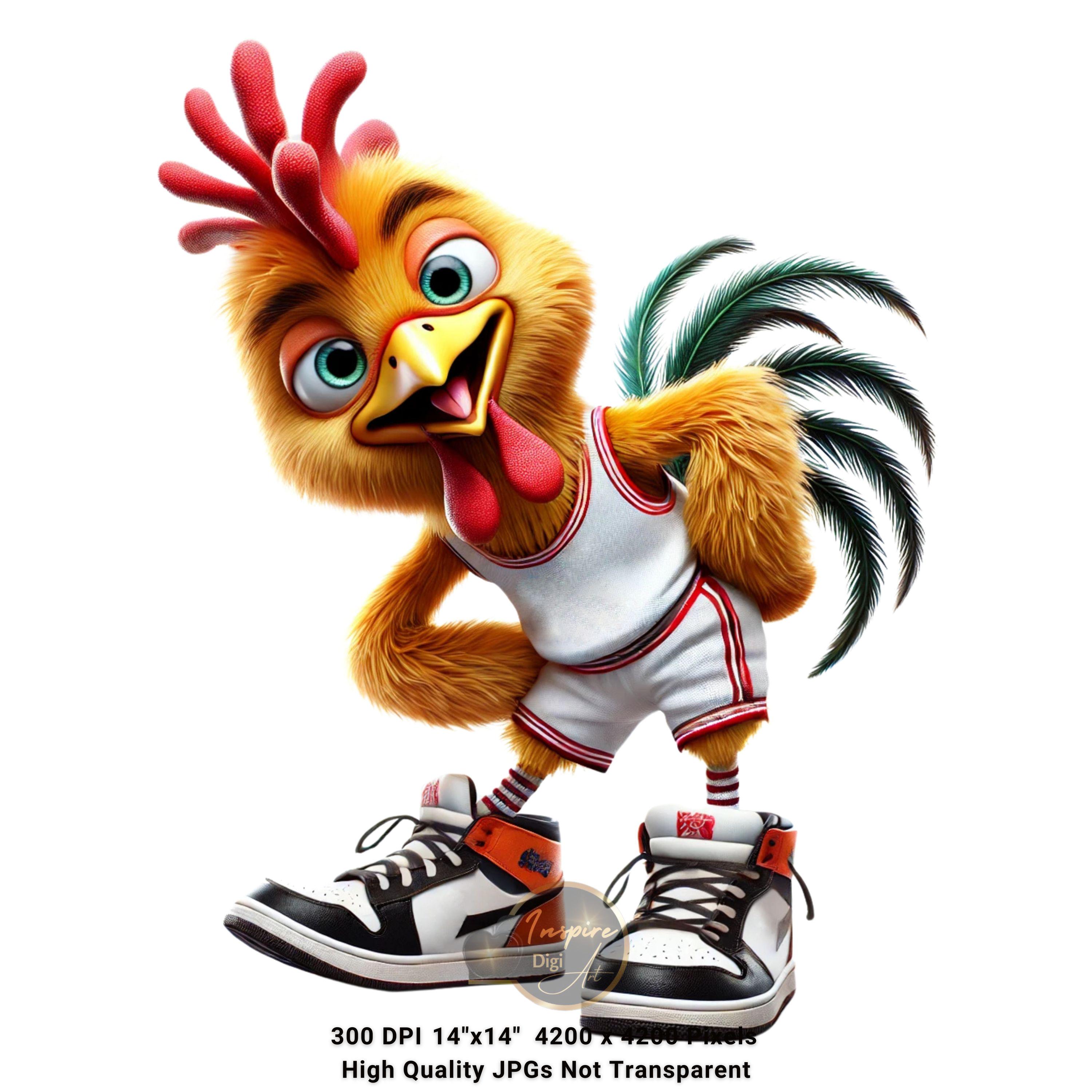 Funny Chicken Clipart, Cool Chicken Cartoon Character, Hipster Rooster ...
