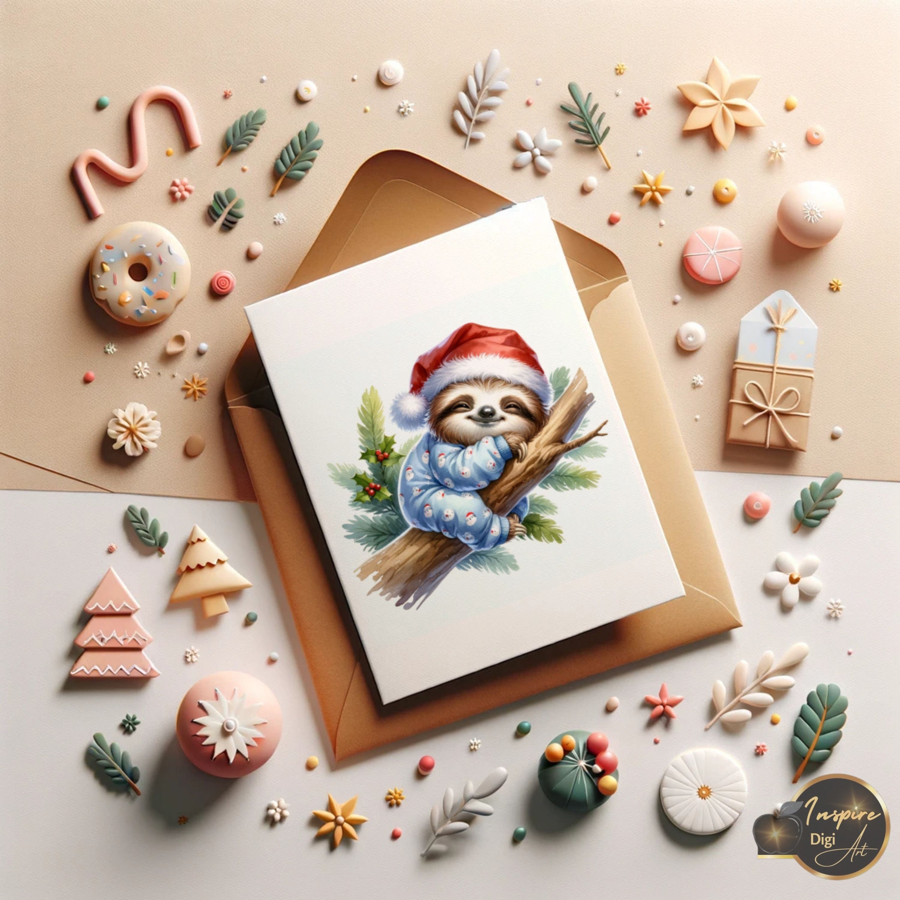 Adorable Baby Sloth in Pajamas, Clipart Bundle, Watercolor Sloth ...