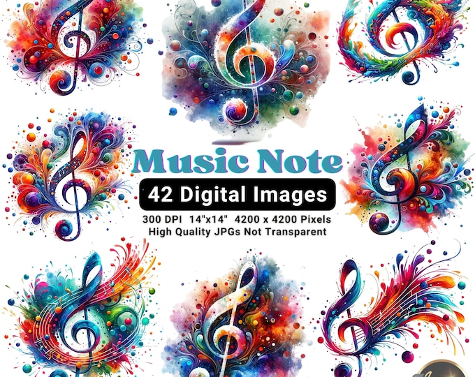Music Note Clipart Colorful Music Notes Music Symbols 50 Pieces ...
