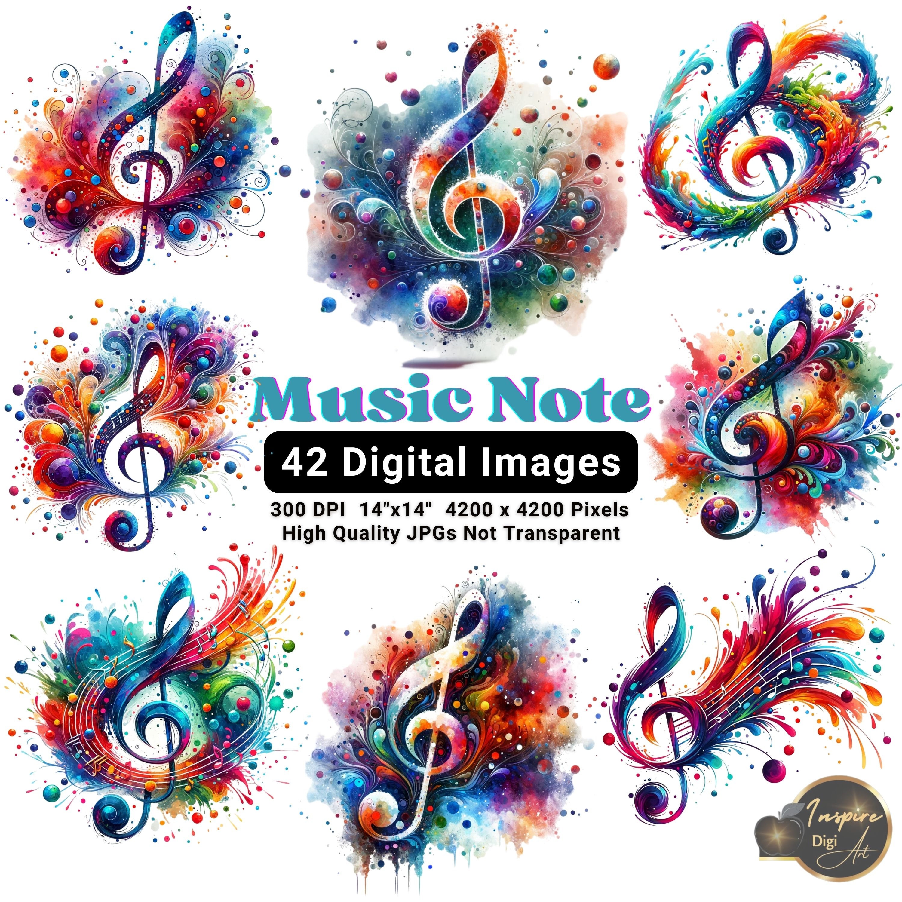 Music Note Clipart, Watercolor Music Notes, Printable Music Note ...