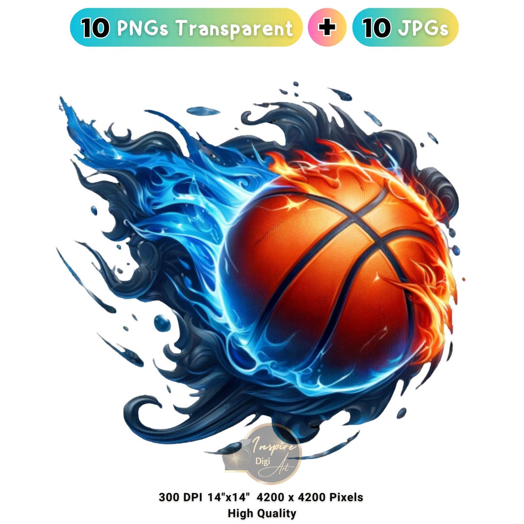 Flaming Basketball Clipart Bundle, Fire Basketball Png Transparent+jpg ...