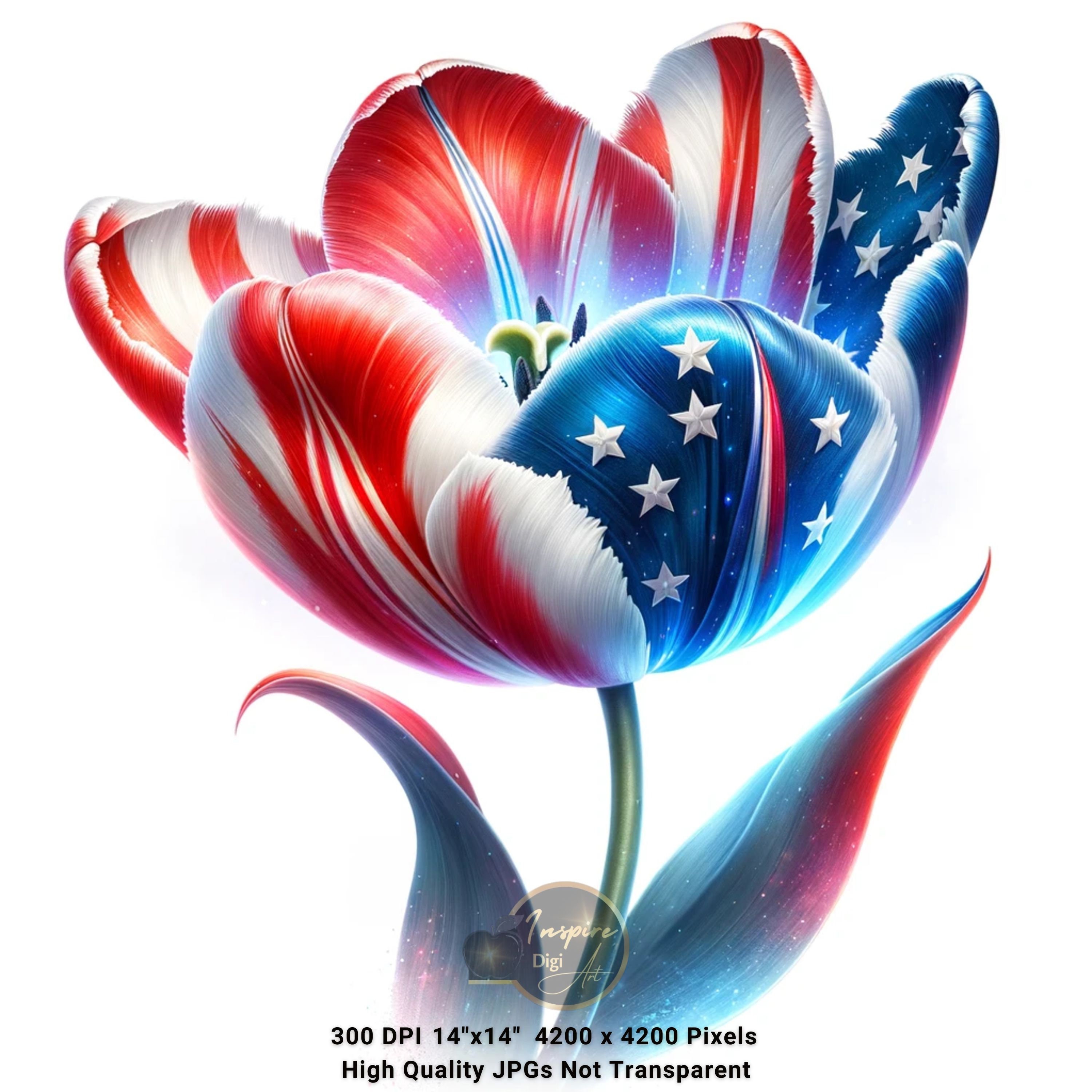 4th of July Flower Clipart, Patriotic Floral Clipart, Independence Day ...