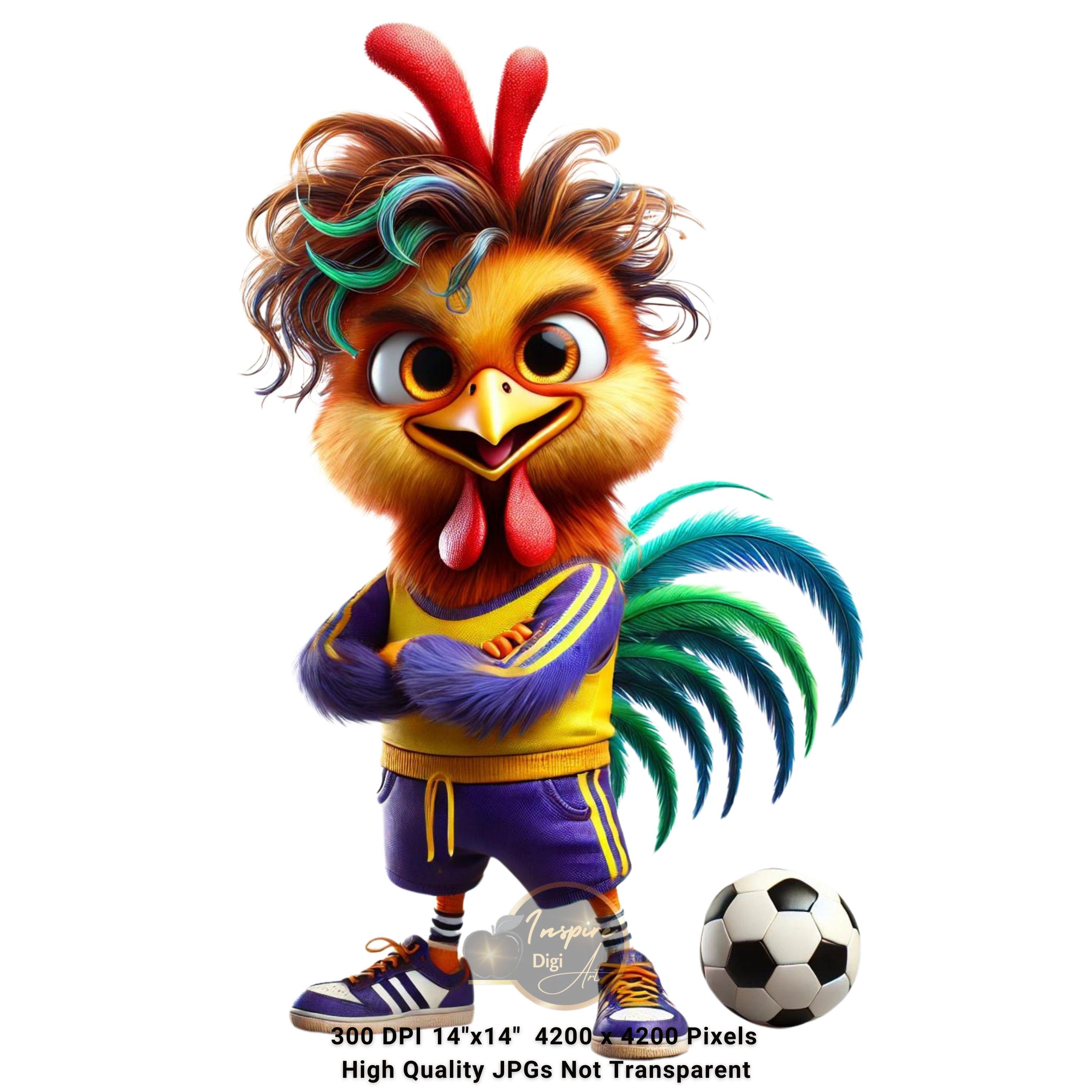 Funny Chicken Clipart, Cool Chicken Cartoon Character, Hipster Rooster ...